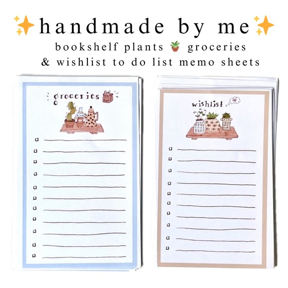 handmade stationery | Office | Handmade By Me Wishlist Grocery List Bookshelf Plants To Do List ...